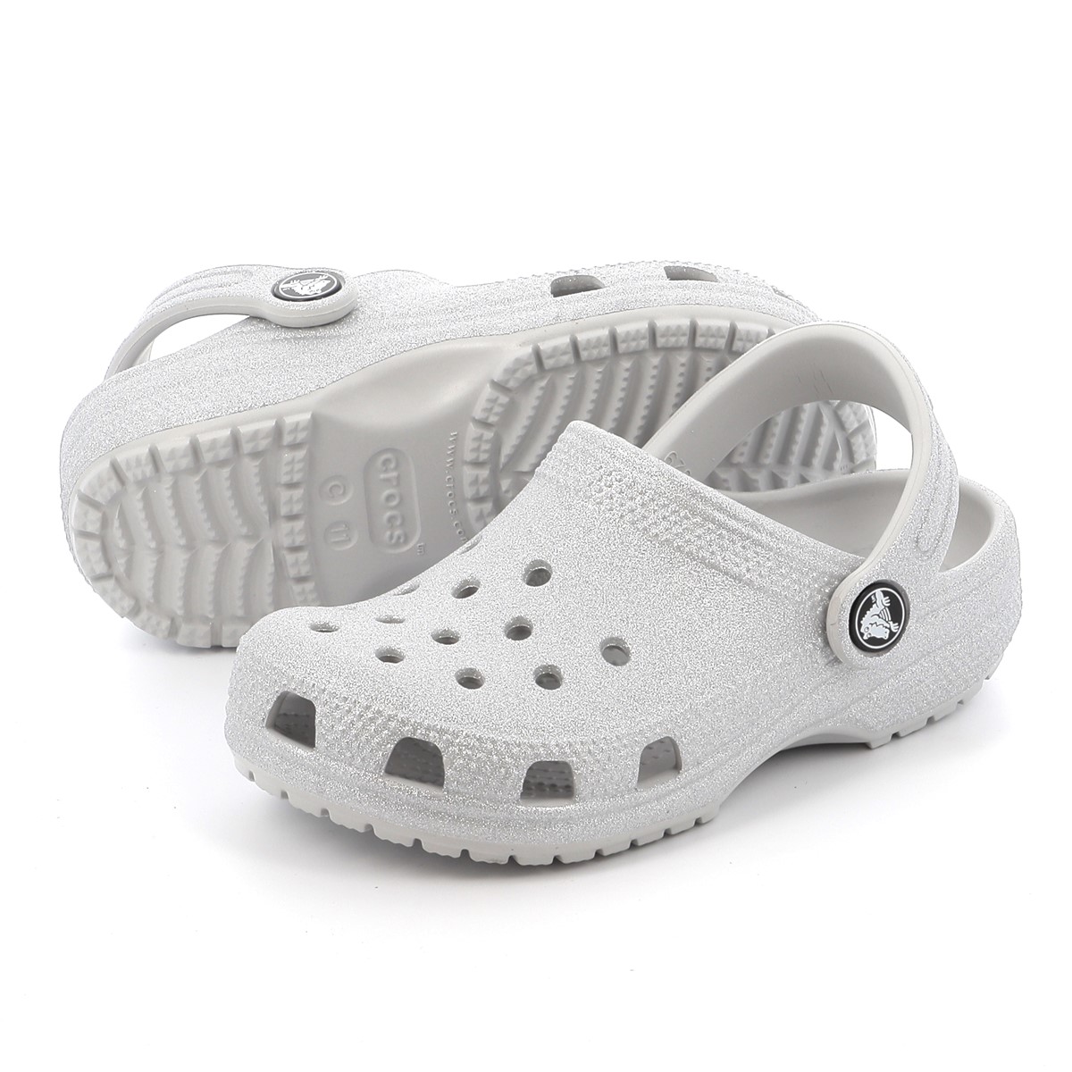 Παιδικό Σαμπό για Κορίτσι Crocs Classic Glitter Clog K Χρώματος Ασημί ...
